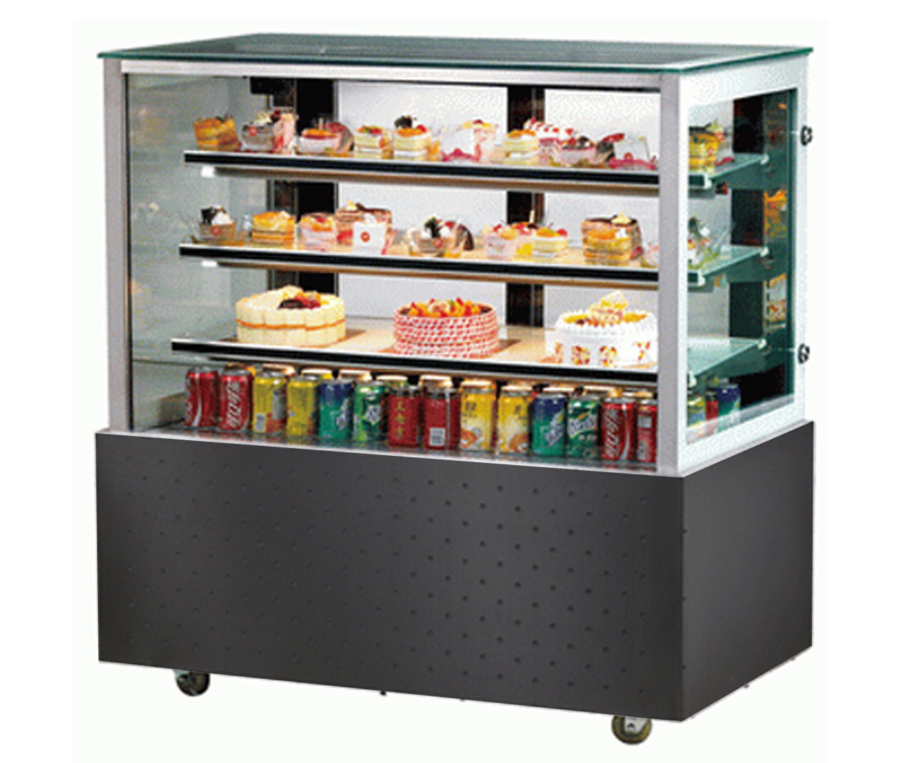 Jual SG-180FA-3XB BLACK CAKE SHOWCASE (SQUARE) 1800*700*1250 3 SHELVES Sinar Himalaya